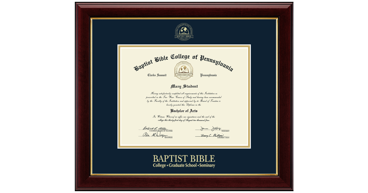 Gold Embossed Diploma Frame in Gallery Baptist Bible College and ...