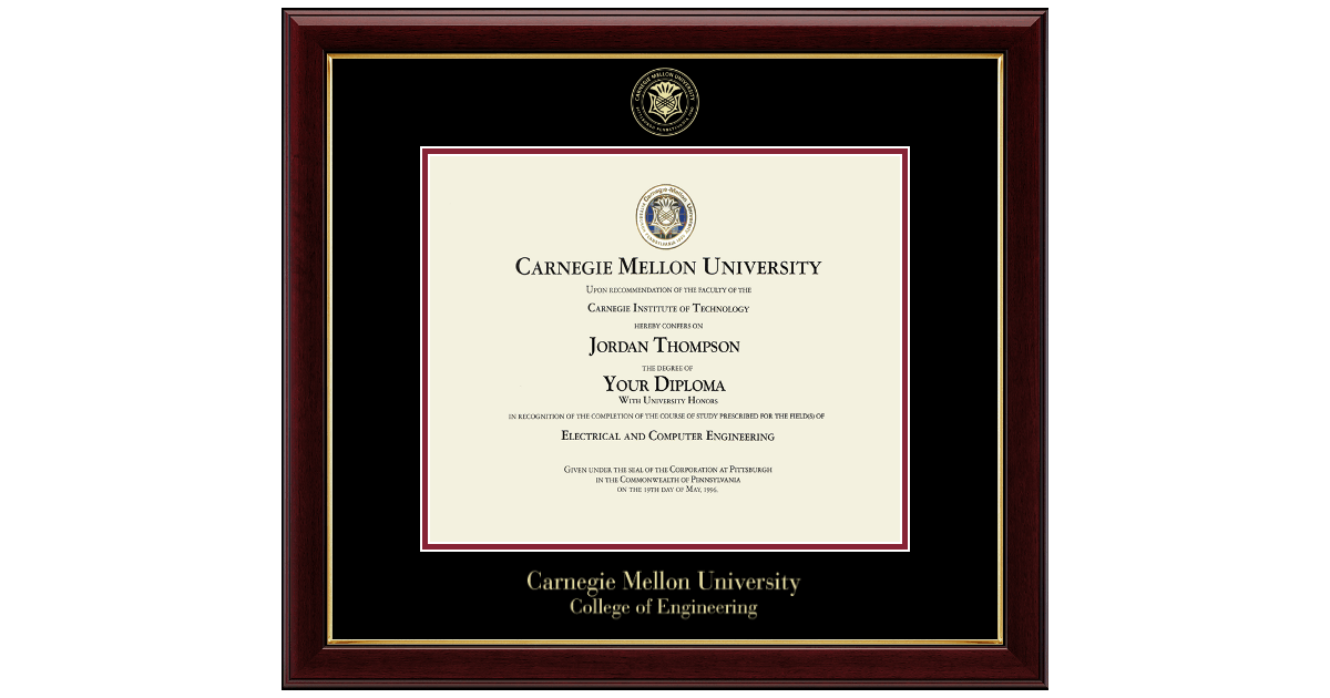 Gold Embossed Diploma Frame in Gallery Carnegie Mellon University ...