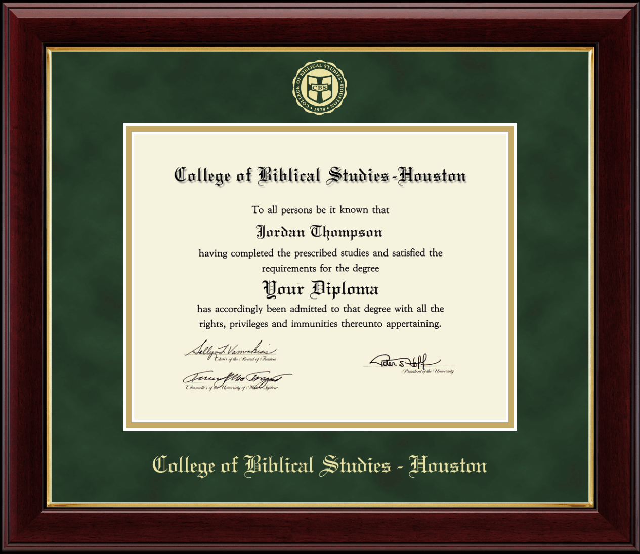 College of Biblical Studies - Houston Gold Embossed Diploma Frame in ...