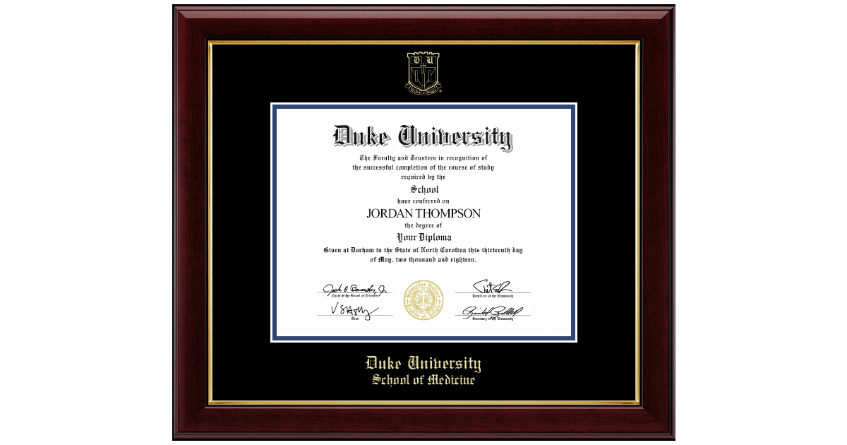 Gold Embossed Diploma Frame in Gallery Duke University - Item #112195 ...