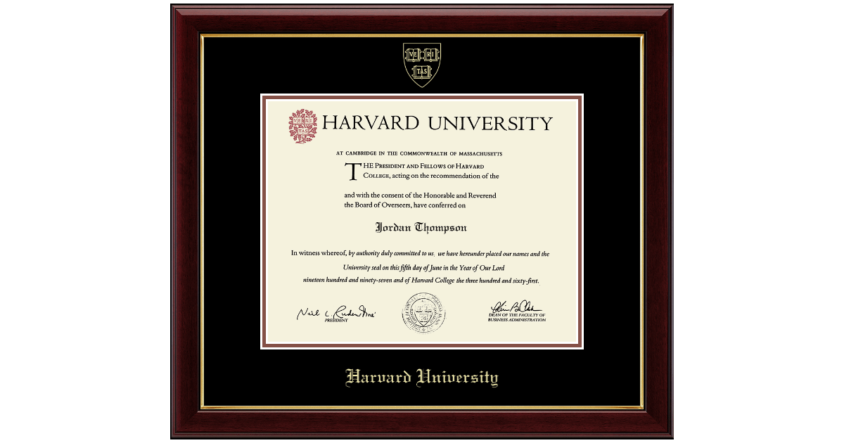 Gold Embossed Diploma Frame in Gallery Harvard University - Item ...
