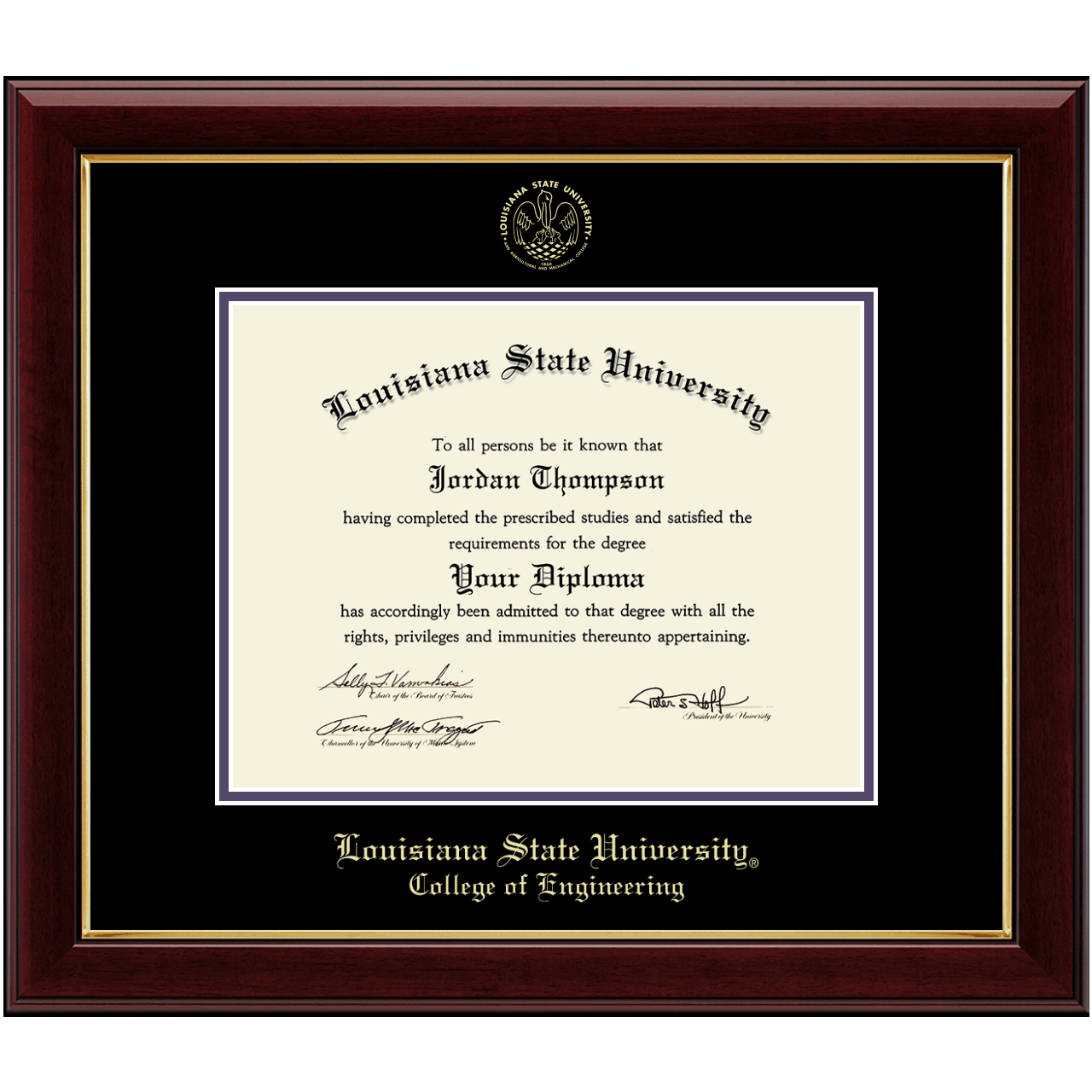 Gold Embossed Diploma Frame in Gallery Louisiana State University ...