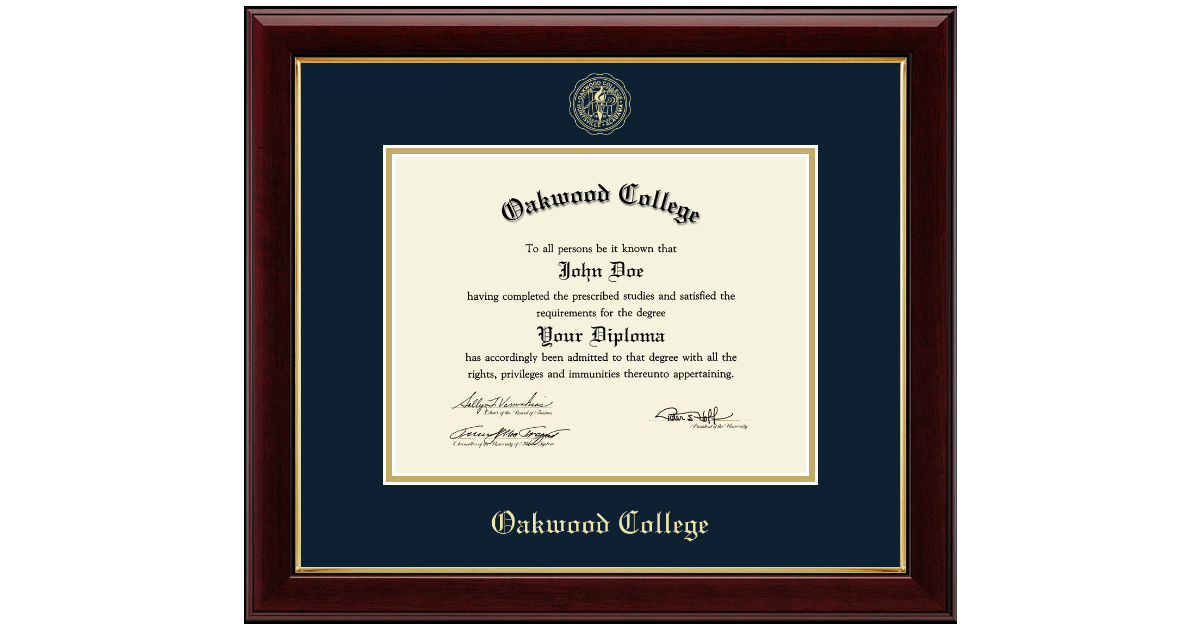 Gold Embossed Diploma Frame in Gallery Oakwood College - Item #116225