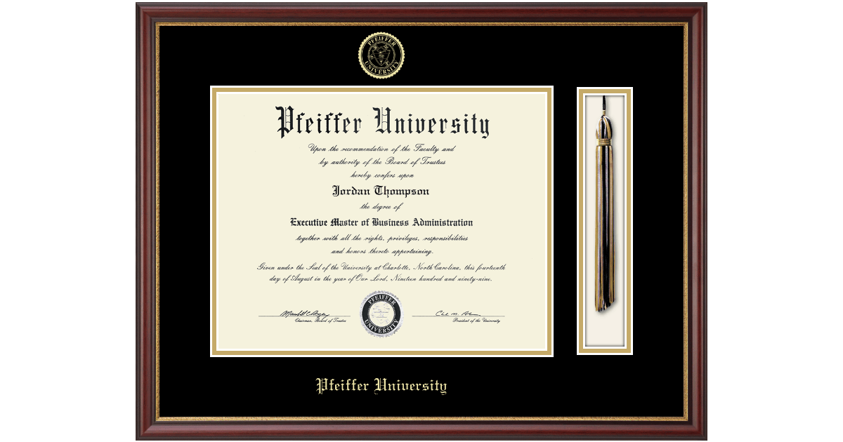 Tassel & Cord Diploma Frame in Newport Pfeiffer University - Item #116487 Tassel & Cord Diploma Frame in Newport Pfeiffer University - Item #116487