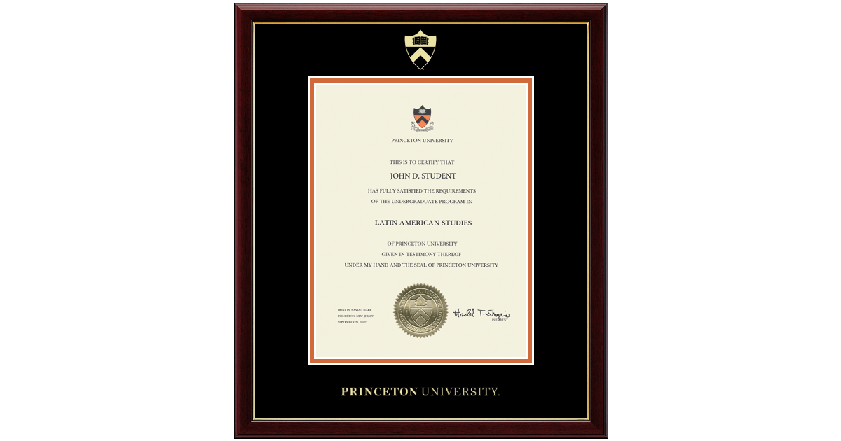 Gold Embossed Certificate Frame in Galleria Princeton University - Item ...