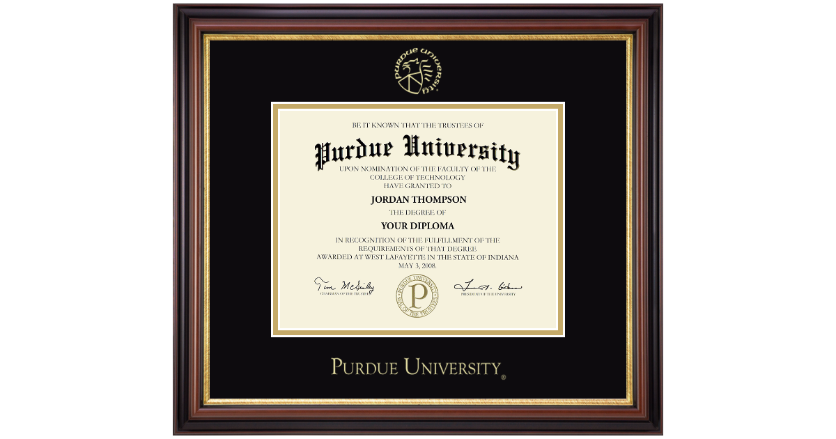 Gold Embossed Diploma Frame in Regency Gold Purdue University - Item ...