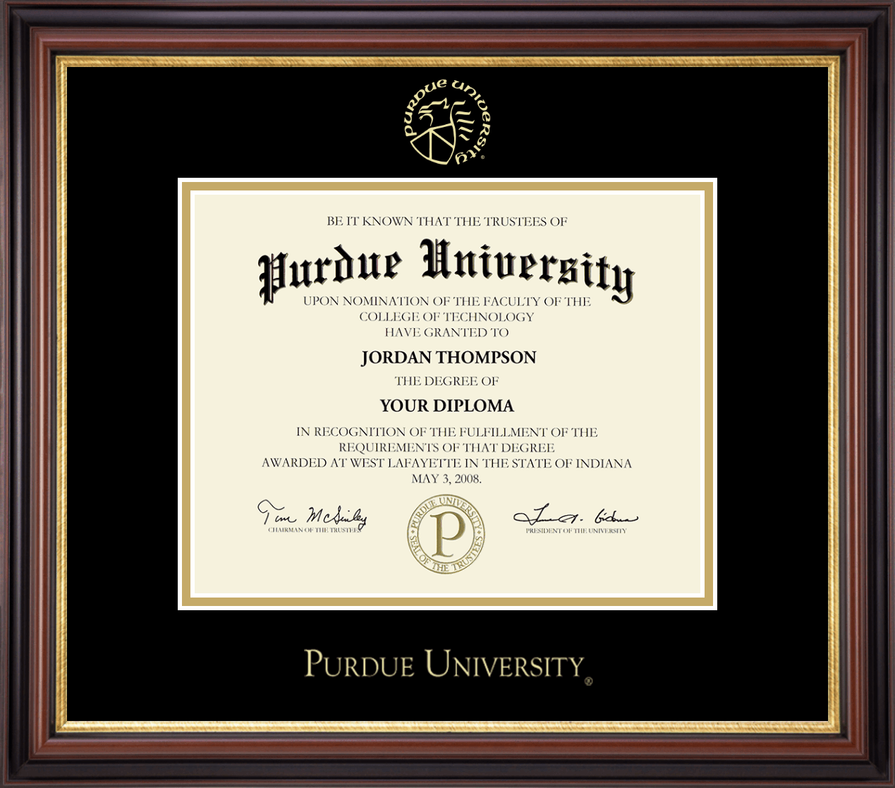 Purdue University Gold Embossed Diploma Frame in Regency Gold - Item ...