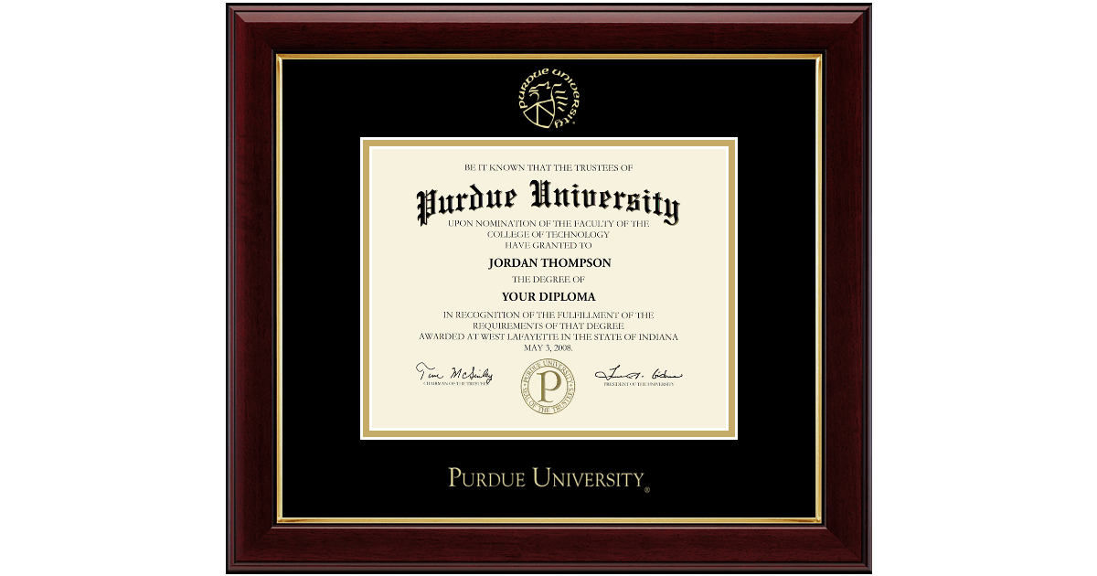 Gold Embossed Diploma Frame in Gallery Purdue University - Item #116654 ...