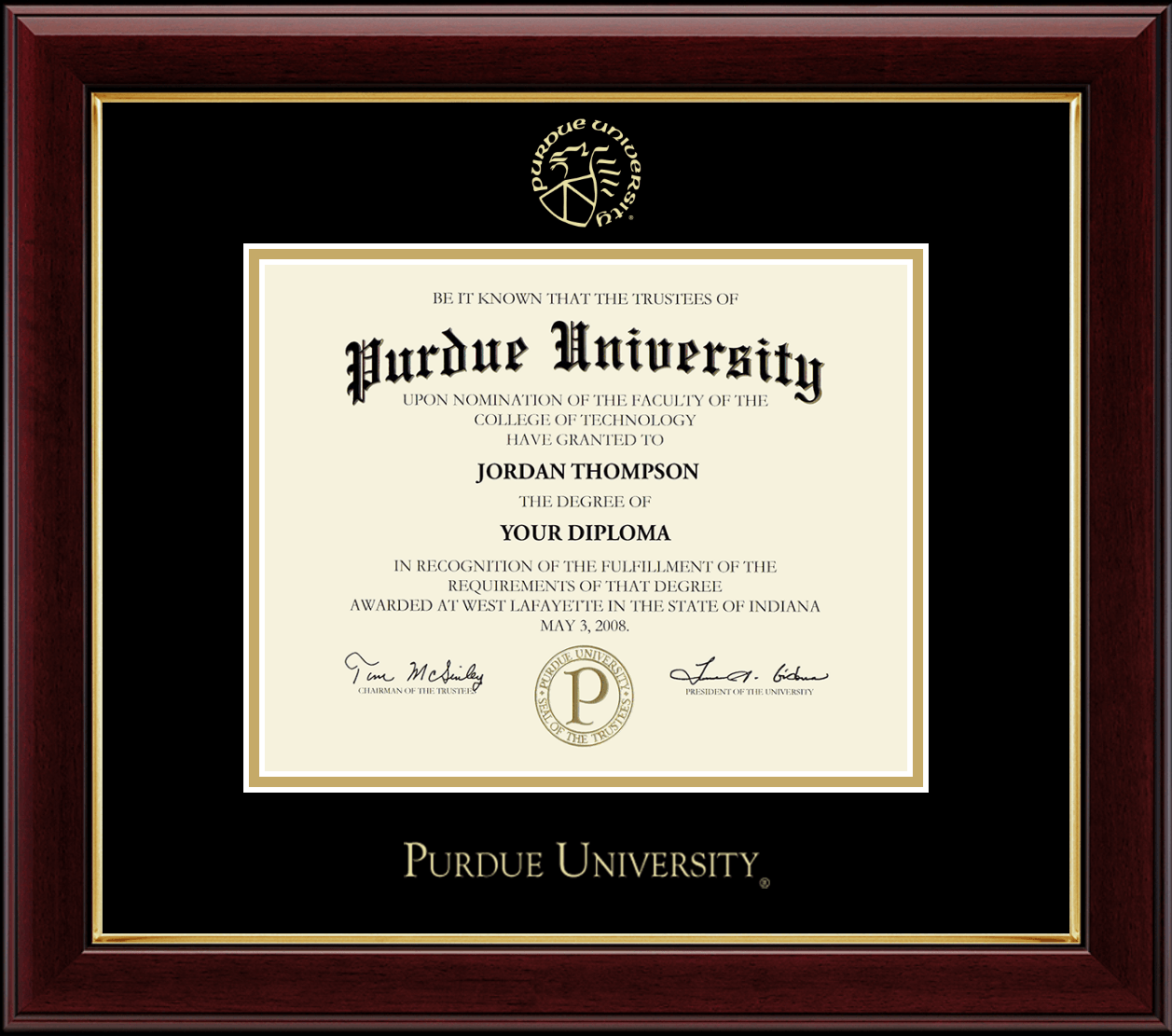 Purdue University Gold Embossed Diploma Frame in Gallery - Item #116654 ...