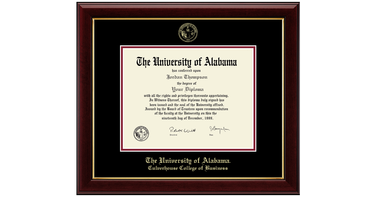 Gold Embossed Diploma Frame in Gallery The University of Alabama ...