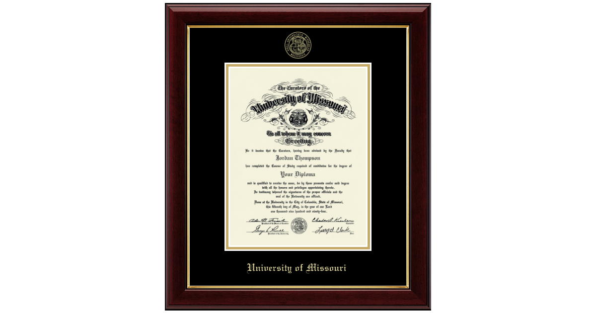 Gold Embossed Diploma Frame in Gallery University of Missouri Columbia ...