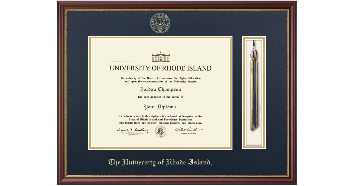 Tassel & Cord Diploma Frame in Newport The University of Rhode Island ...