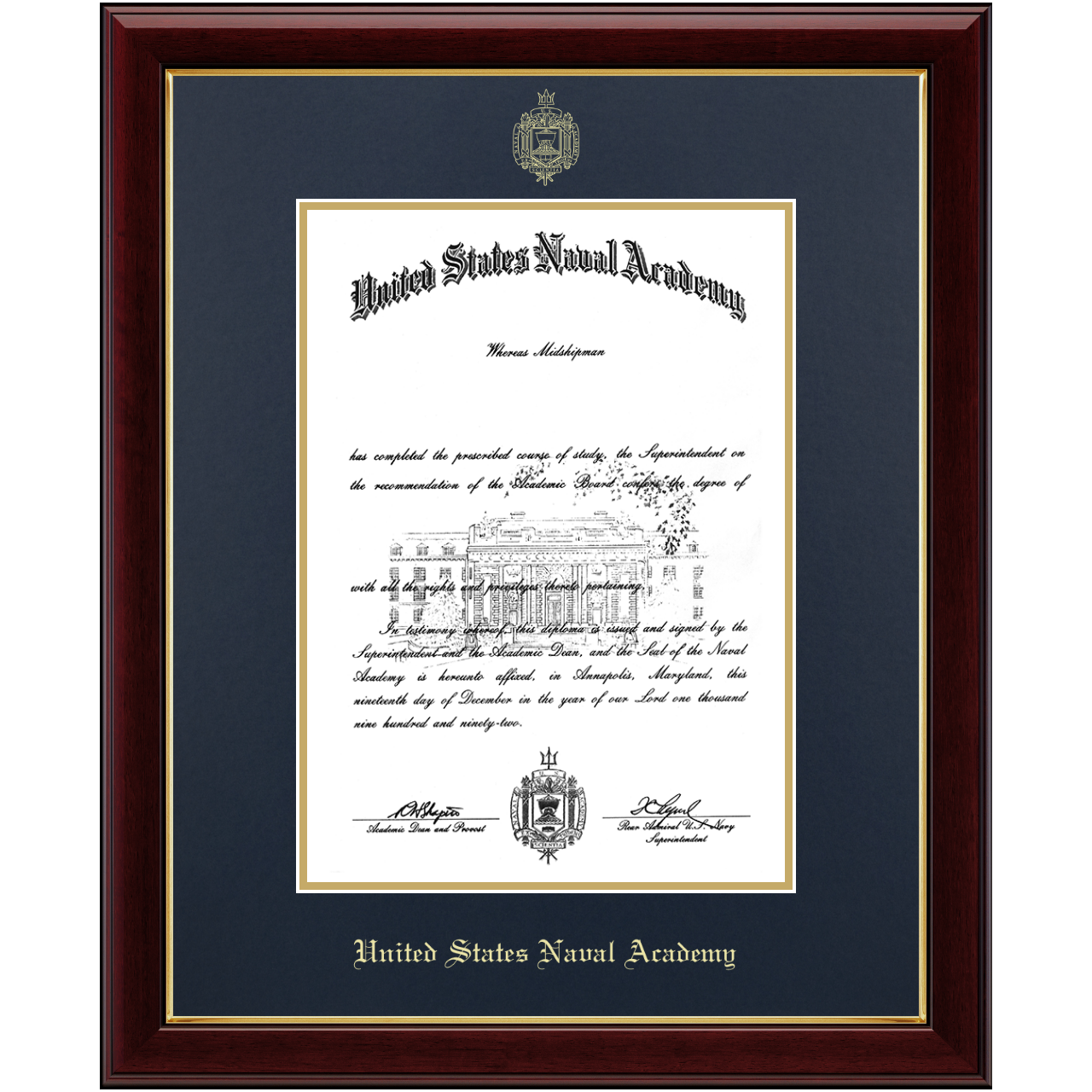 Gold Embossed Diploma Frame in Gallery United States Naval Academy ...