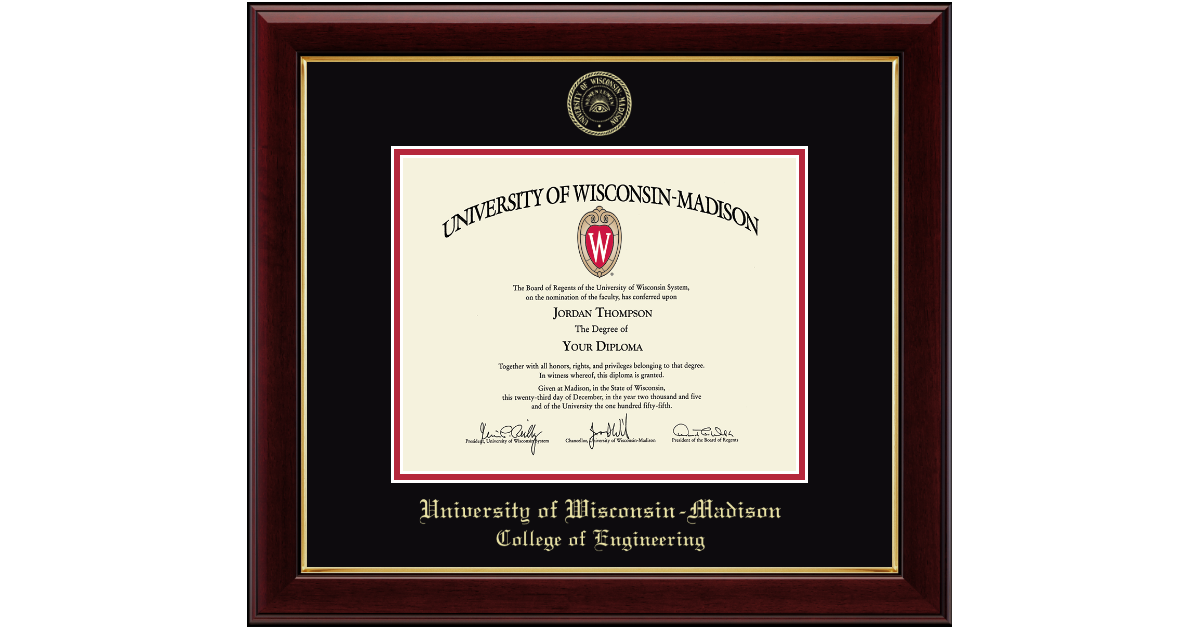 Gold Embossed Diploma Frame in Gallery University of Wisconsin Madison ...