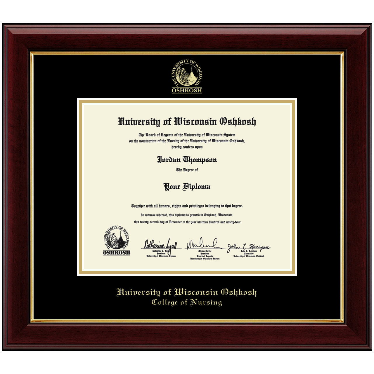 Gold Embossed Diploma Frame in Gallery University of Wisconsin Oshkosh ...