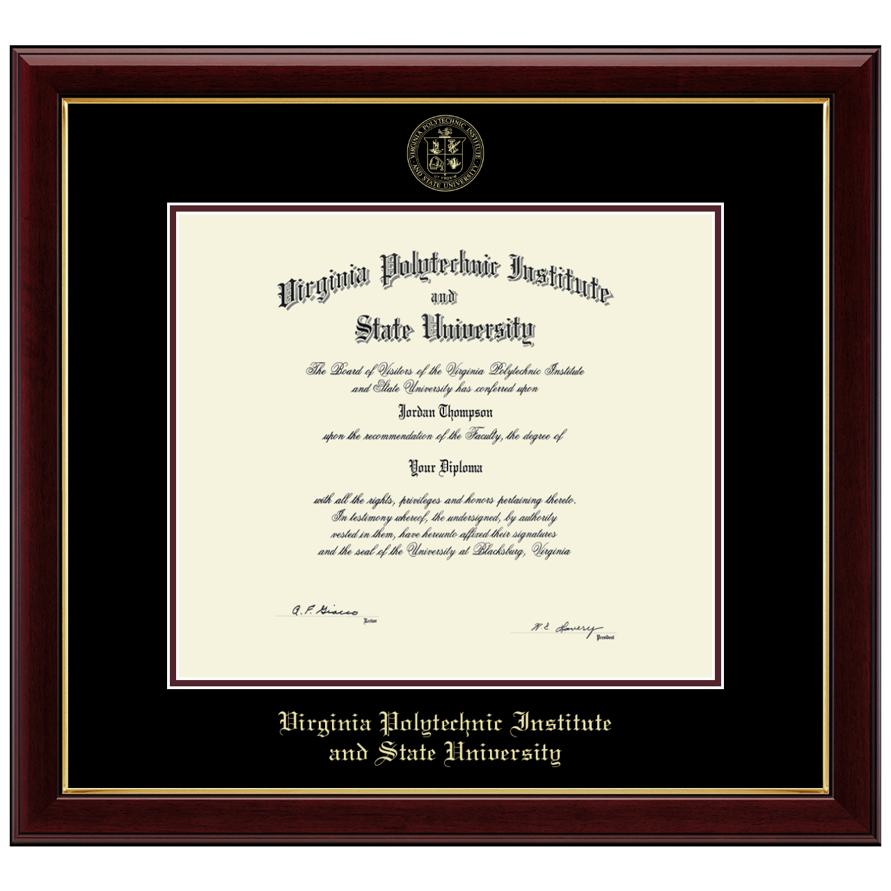 Gold Embossed Diploma Frame in Gallery Virginia Tech - Item #119530 ...
