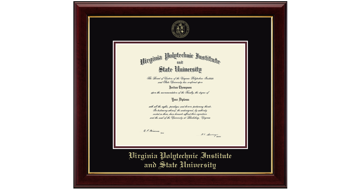 Pre August 09 - Gold Embossed Diploma Frame in Gallery Virginia Tech ...