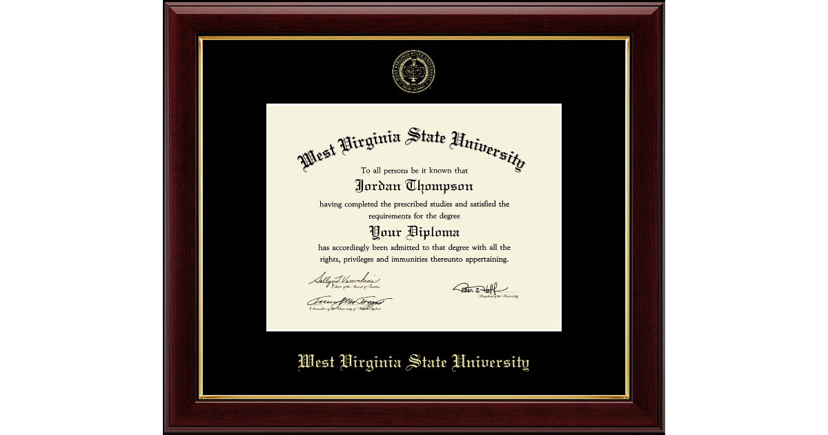 Gold Embossed Diploma Frame in Gallery West Virginia State University ...