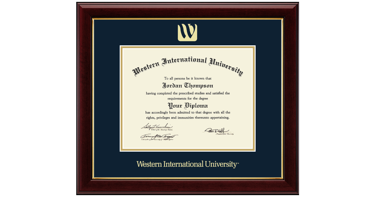 Gold Embossed Diploma Frame in Gallery Western International University ...