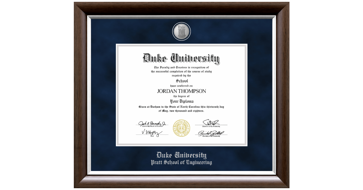 Silver Medallion Diploma Frame in Devonshire Duke University - Item ...