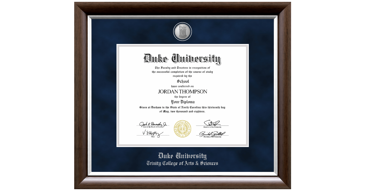 Silver Medallion Diploma Frame in Devonshire Duke University - Item ...