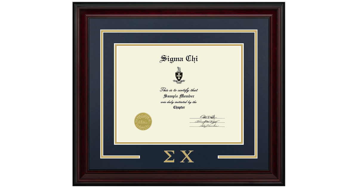 Sigma Chi Fraternity Certificate Frames - Church Hill Classics