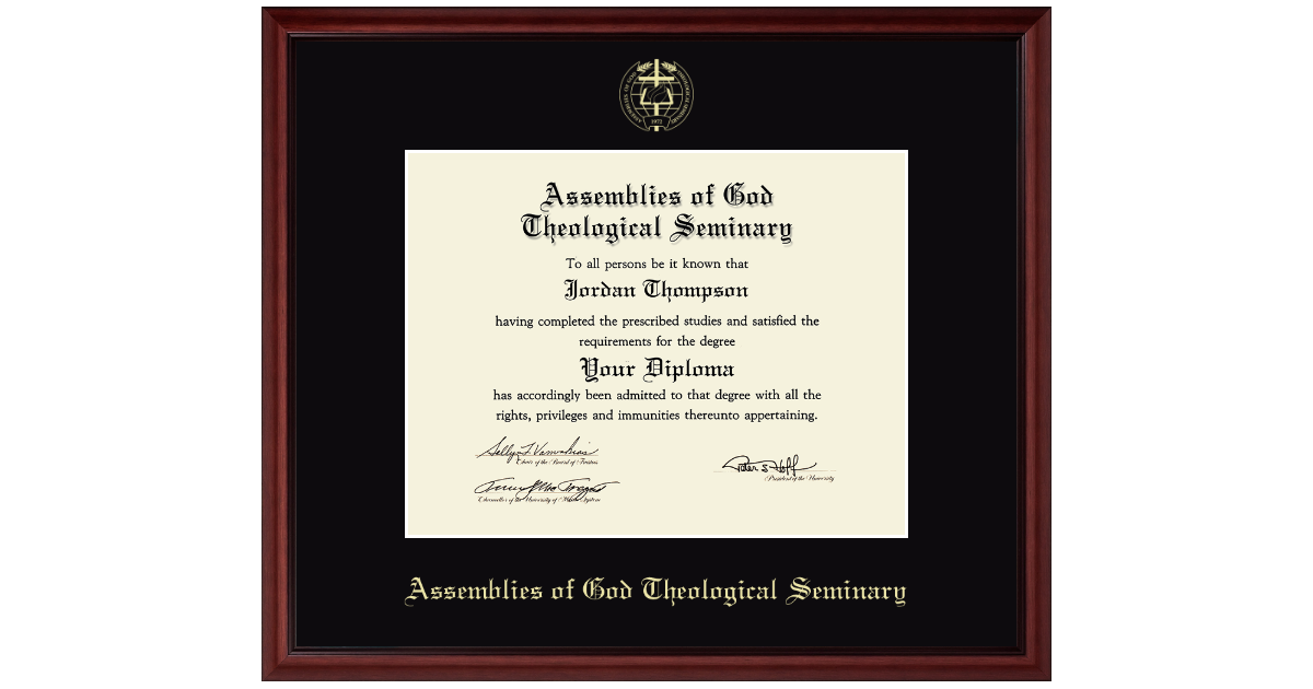 Gold Embossed Diploma Frame in Camby Assemblies of God Theological ...
