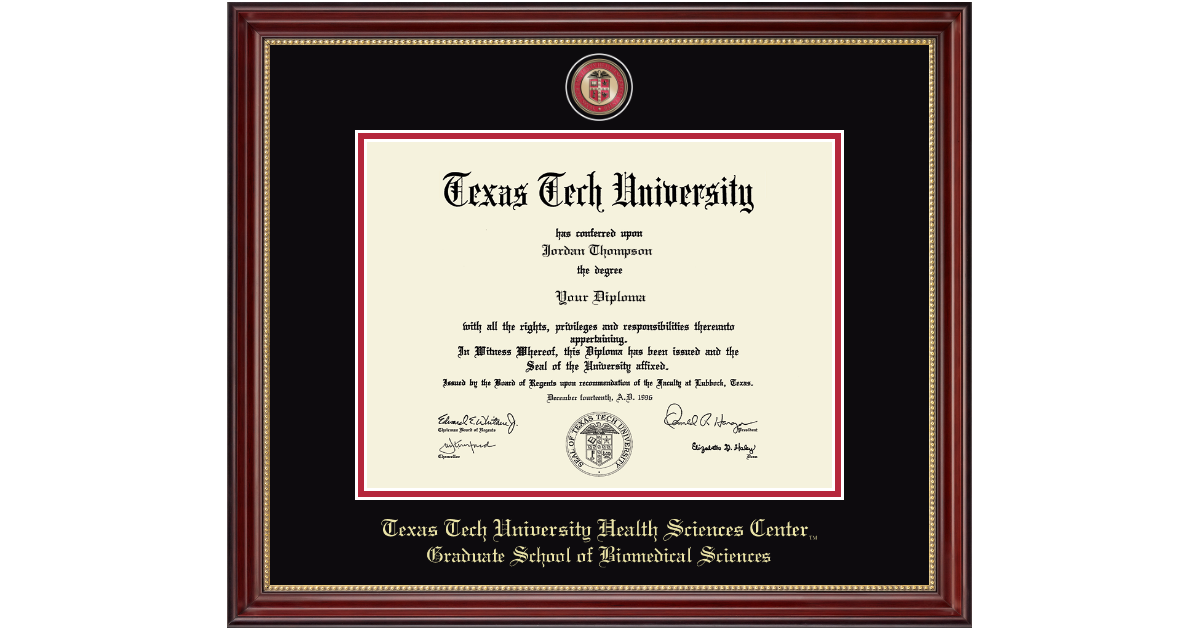 PhD- Masterpiece Medallion Diploma Frame in Kensington Gold Texas Tech ...