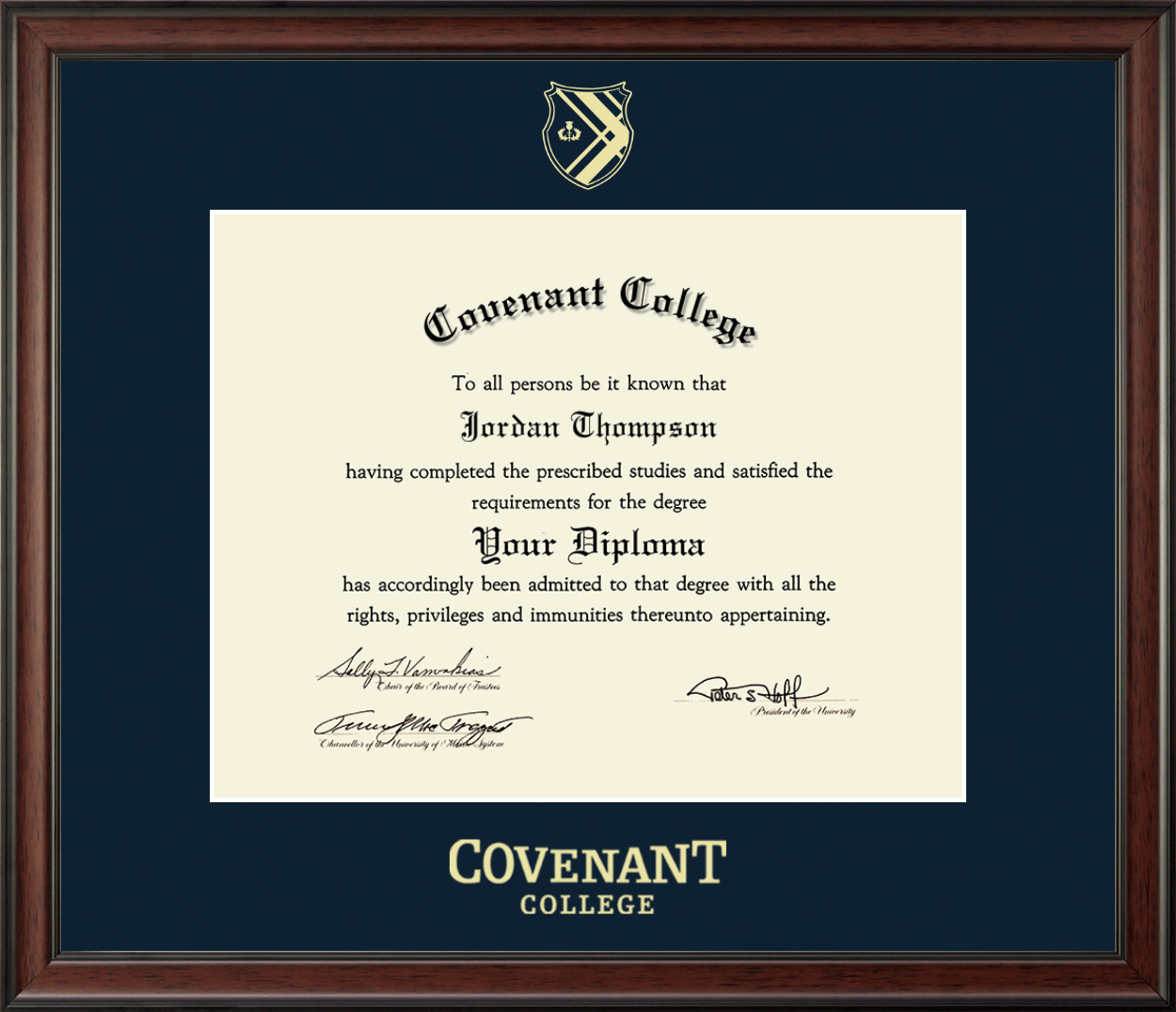 Covenant College Gold Embossed Diploma Frame in Studio - Item #123326
