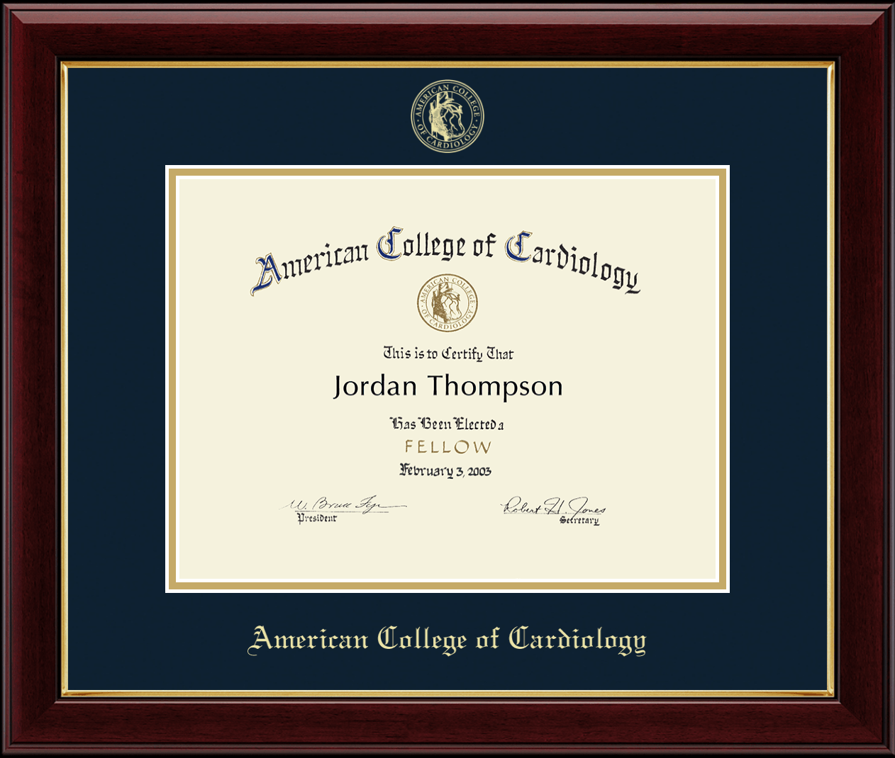 American College of Cardiology Gold Embossed Certificate Frame in ...