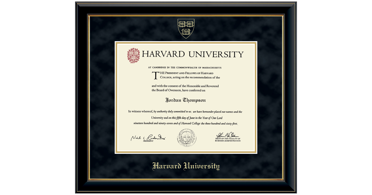 Gold Embossed Diploma Frame in Onyx Gold Harvard University - Item ...