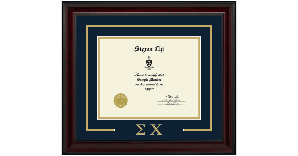 8"x10" - Greek Letters Certificate Frame in Encore Sigma Chi Fraternity ...