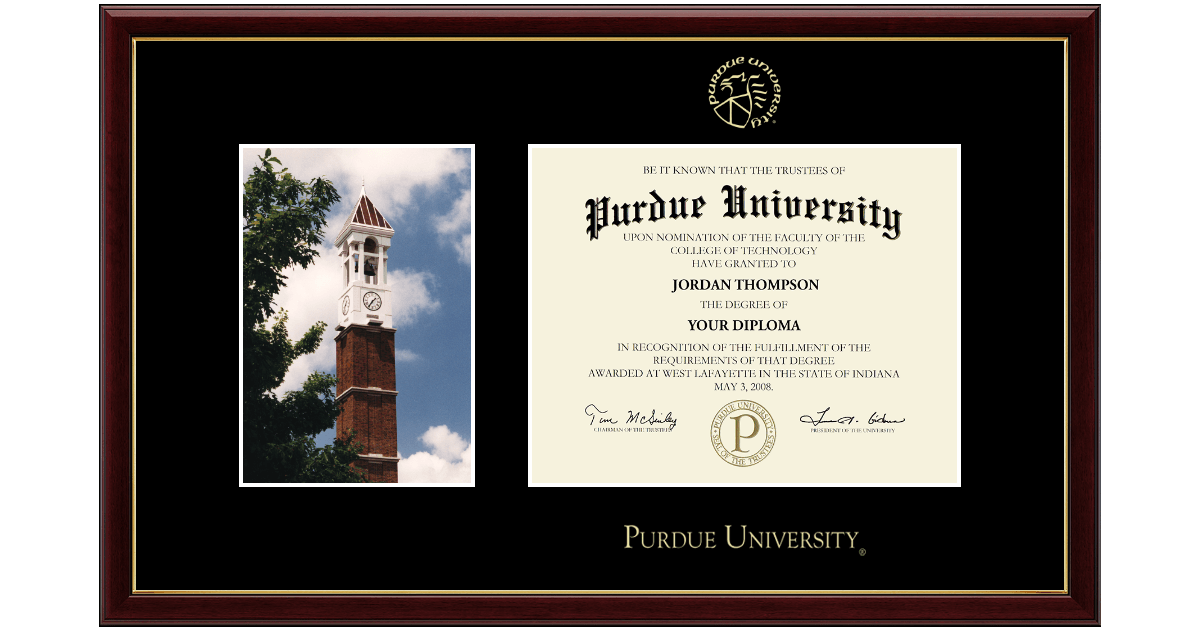 Campus Scene Diploma Frame - Bell Tower in Galleria Purdue University ...