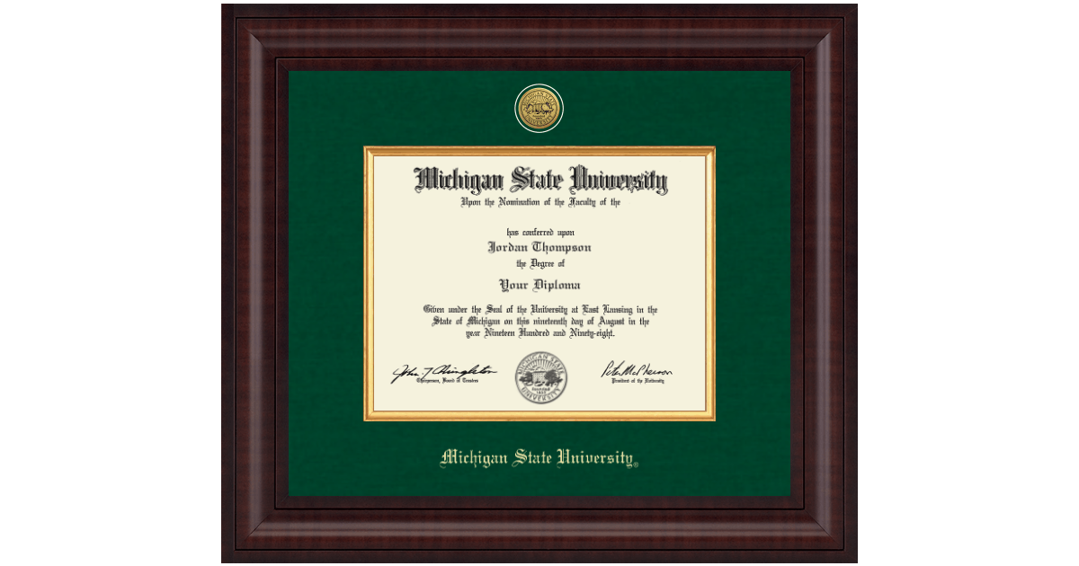 Presidential Gold Engraved Diploma Frame in Premier Michigan State ...
