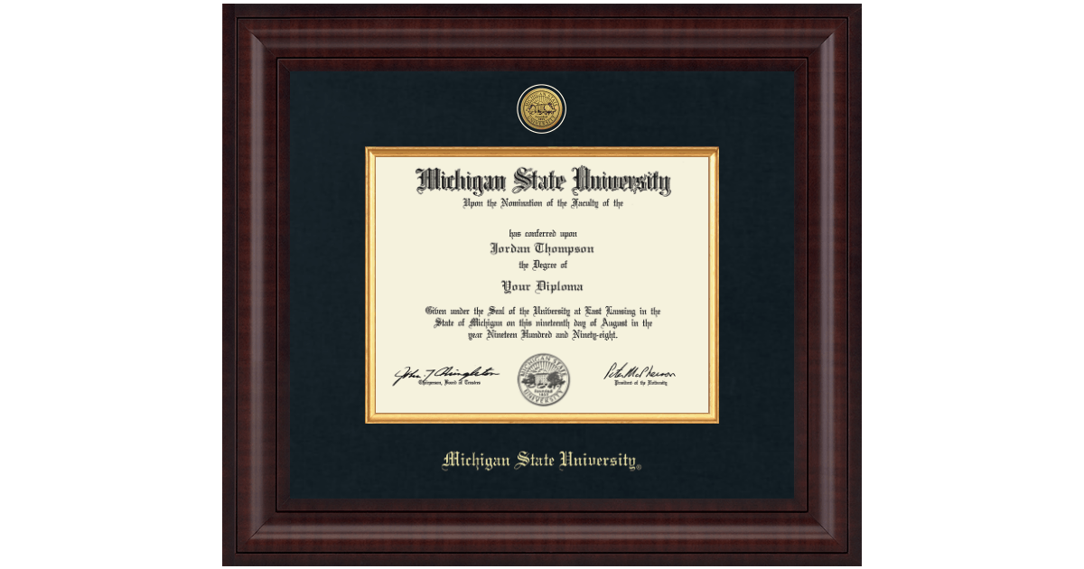 Presidential Gold Engraved Diploma Frame in Premier Michigan State ...