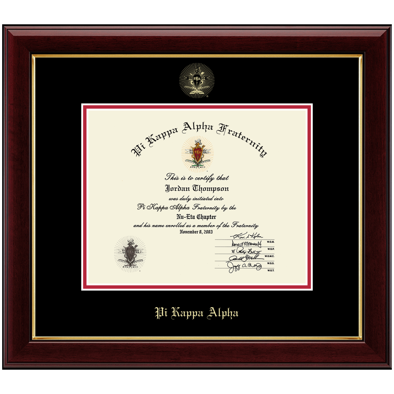 Gold Embossed Certificate Frame in Gallery Pi Kappa Alpha - Item ...