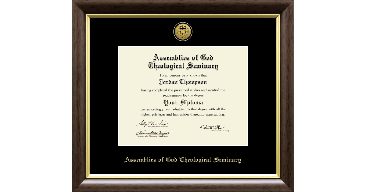 Assemblies of God Theological Seminary Diploma Frame | Church Hill Classics
