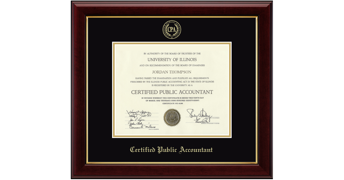 8"x10" - Gold Embossed Certificate Frame in Gallery Certified Public ...