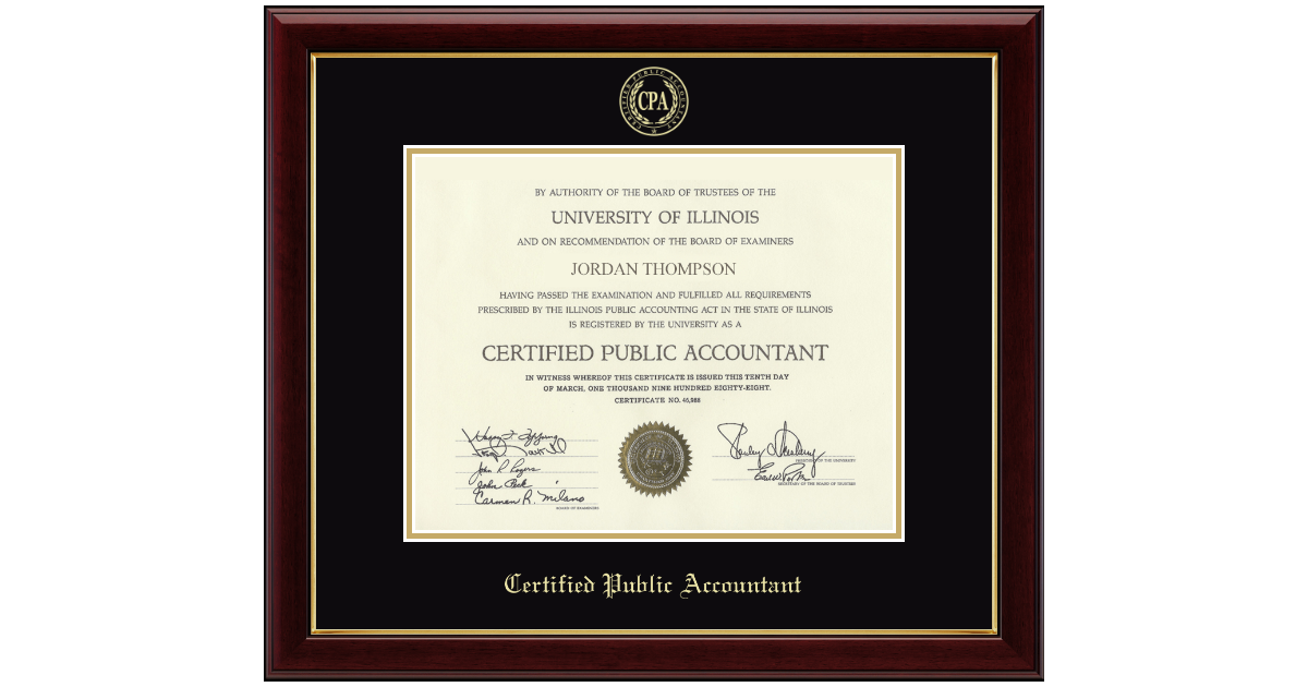 11"x14" - Gold Embossed Certificate Frame in Gallery Certified Public ...