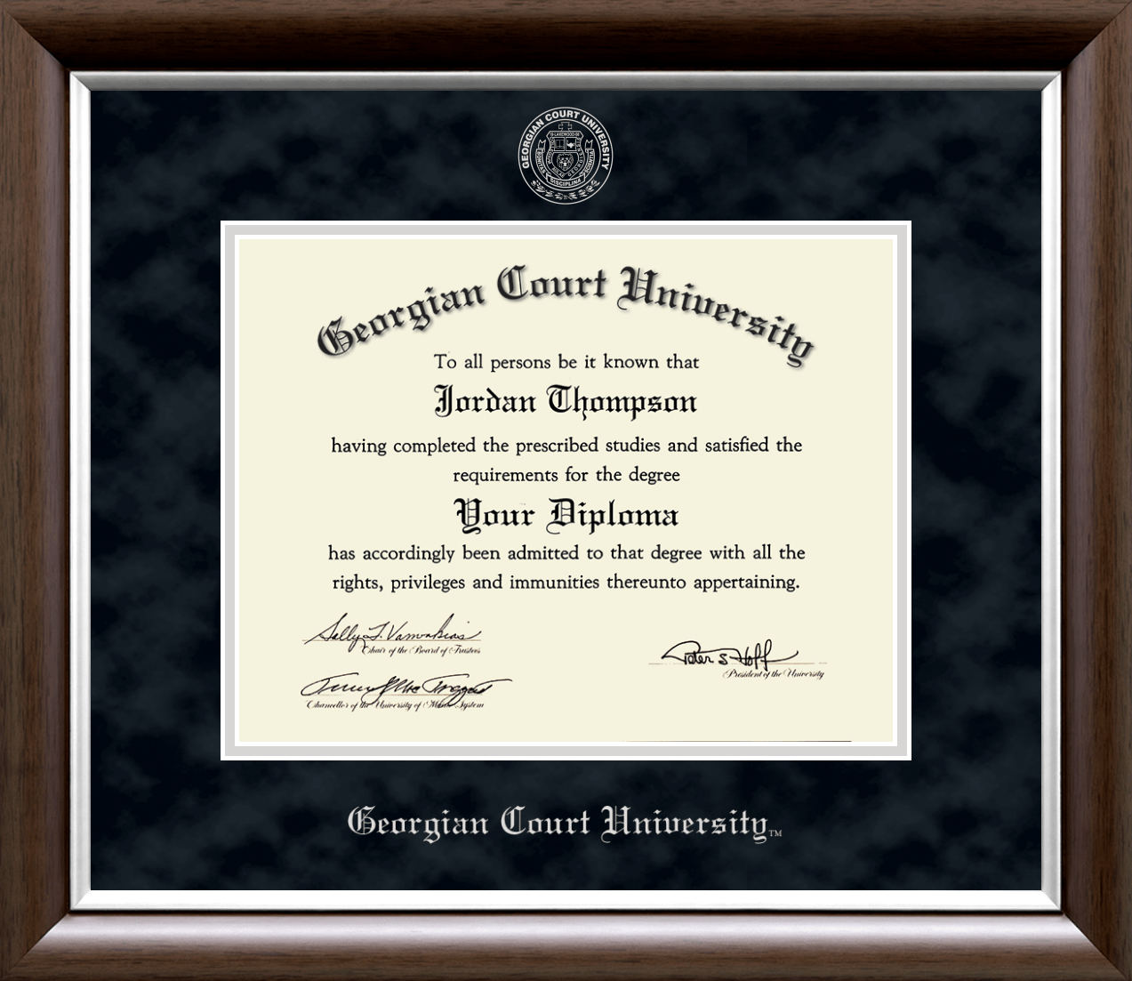 Georgian Court University Silver Embossed Diploma Frame in Devonshire ...