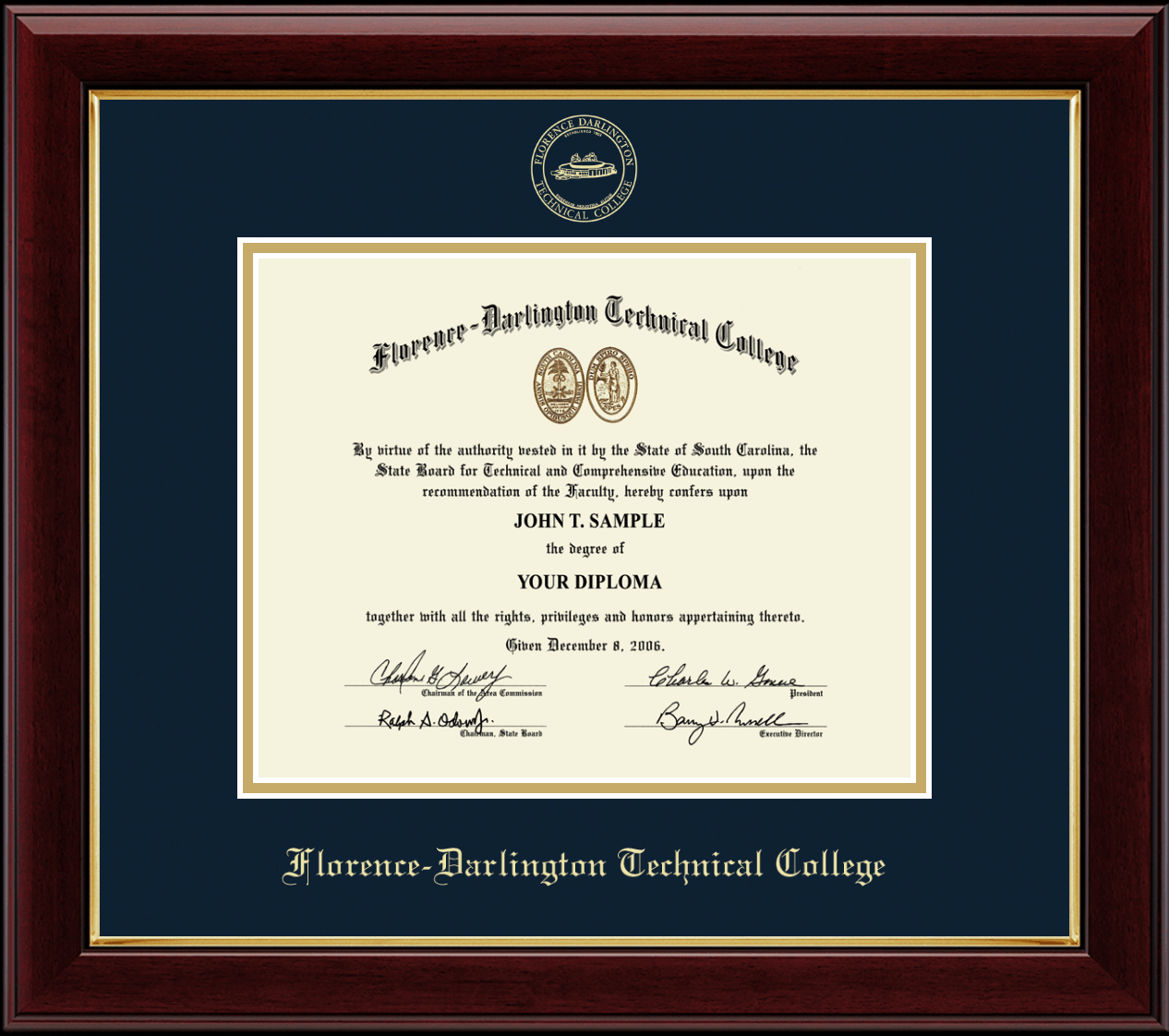 Florence-Darlington Technical College Gold Embossed Diploma Frame in ...
