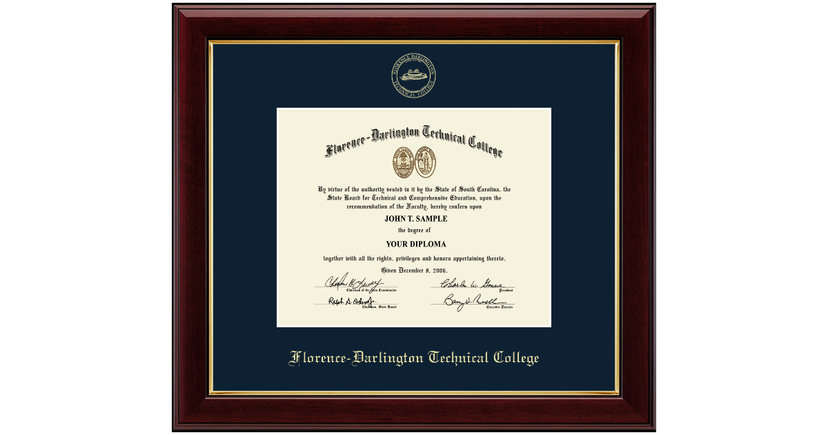 Gold Embossed Diploma Frame in Gallery Florence-Darlington Technical ...