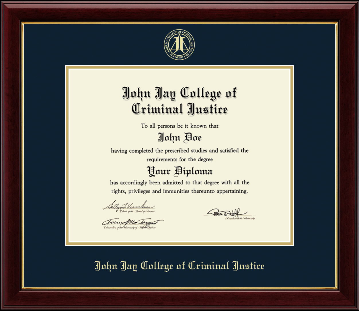 John Jay College of Criminal Justice Gold Embossed Diploma Frame in ...