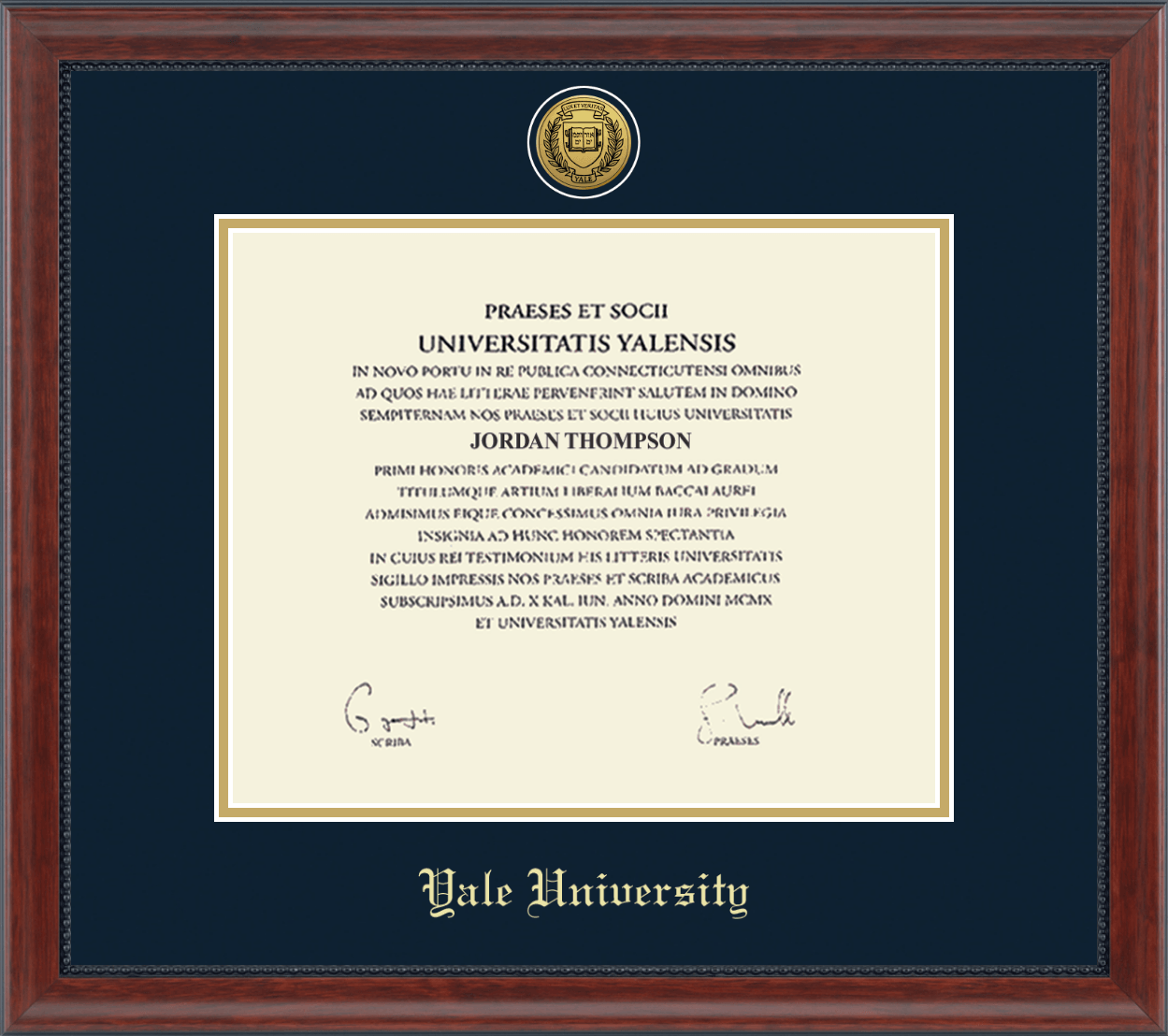 Yale University Gold Engraved Medallion Diploma Frame in Signature ...