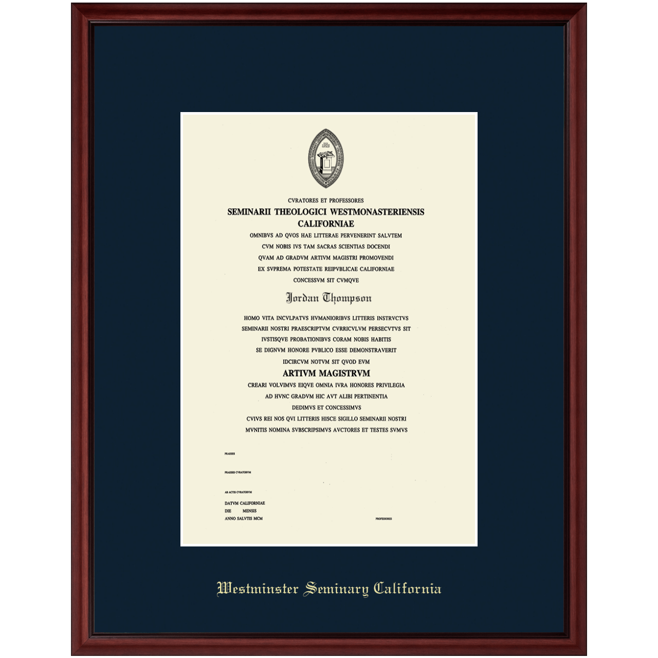 Westminster Seminary California Diploma Frame | Custom Frames Online ...