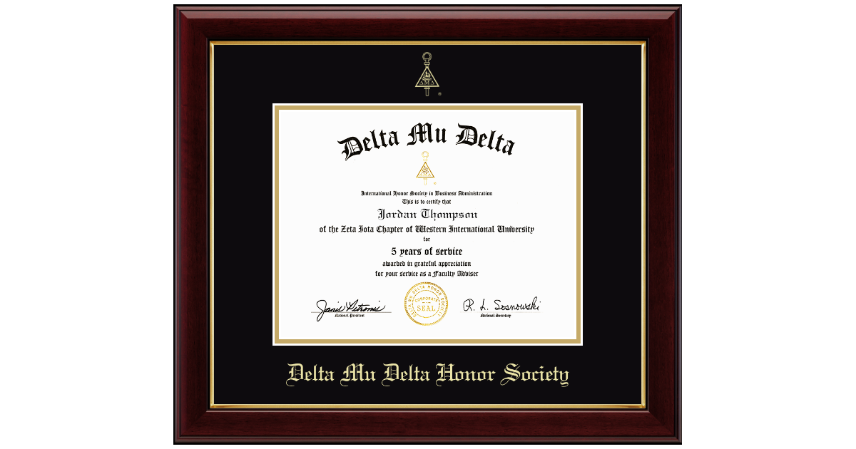 Gold Embossed Certificate Frame in Gallery Delta Mu Delta Honor Society - Item #131568 from ...