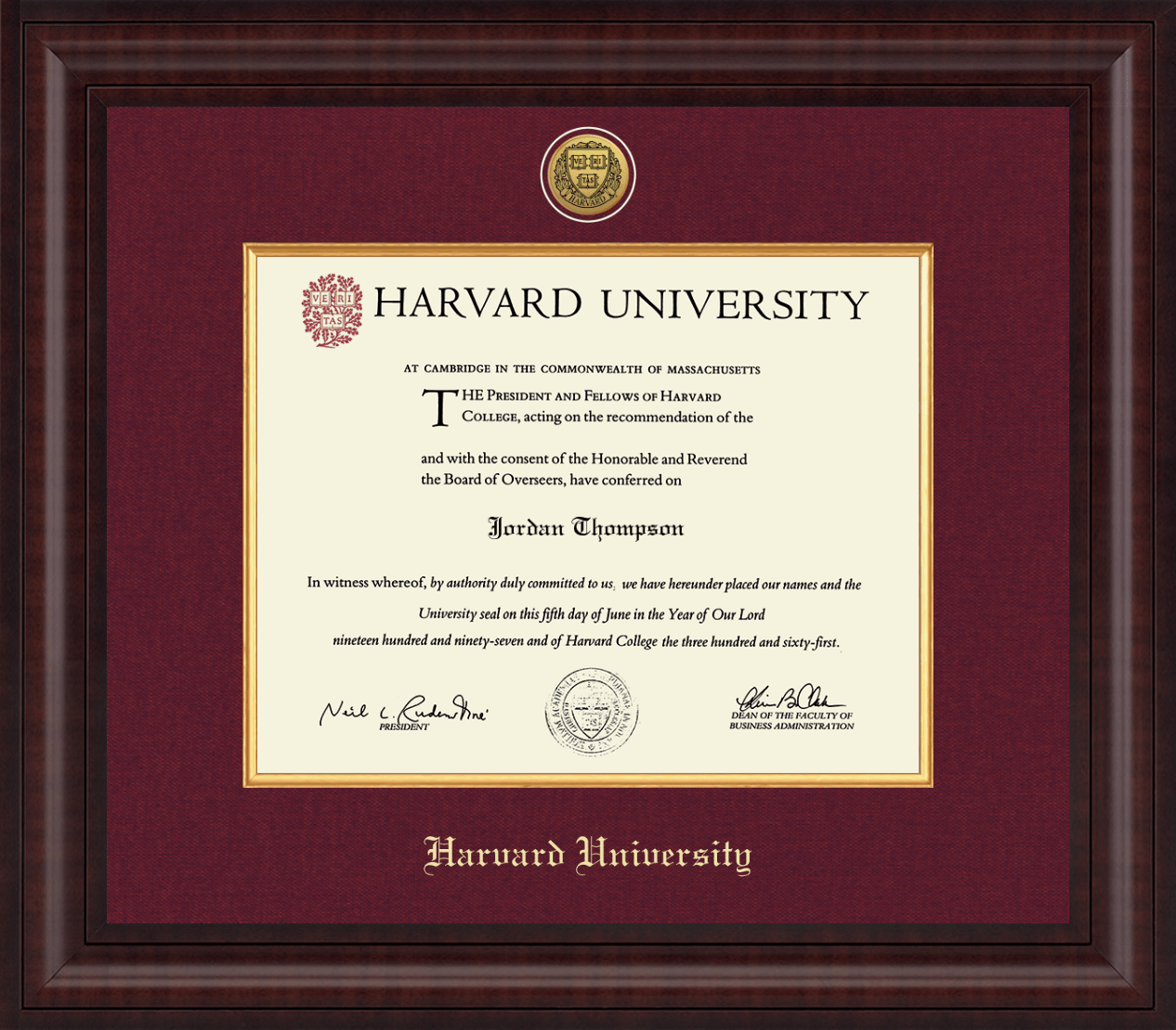 Harvard University Presidential Gold Engraved Diploma Frame in Premier ...