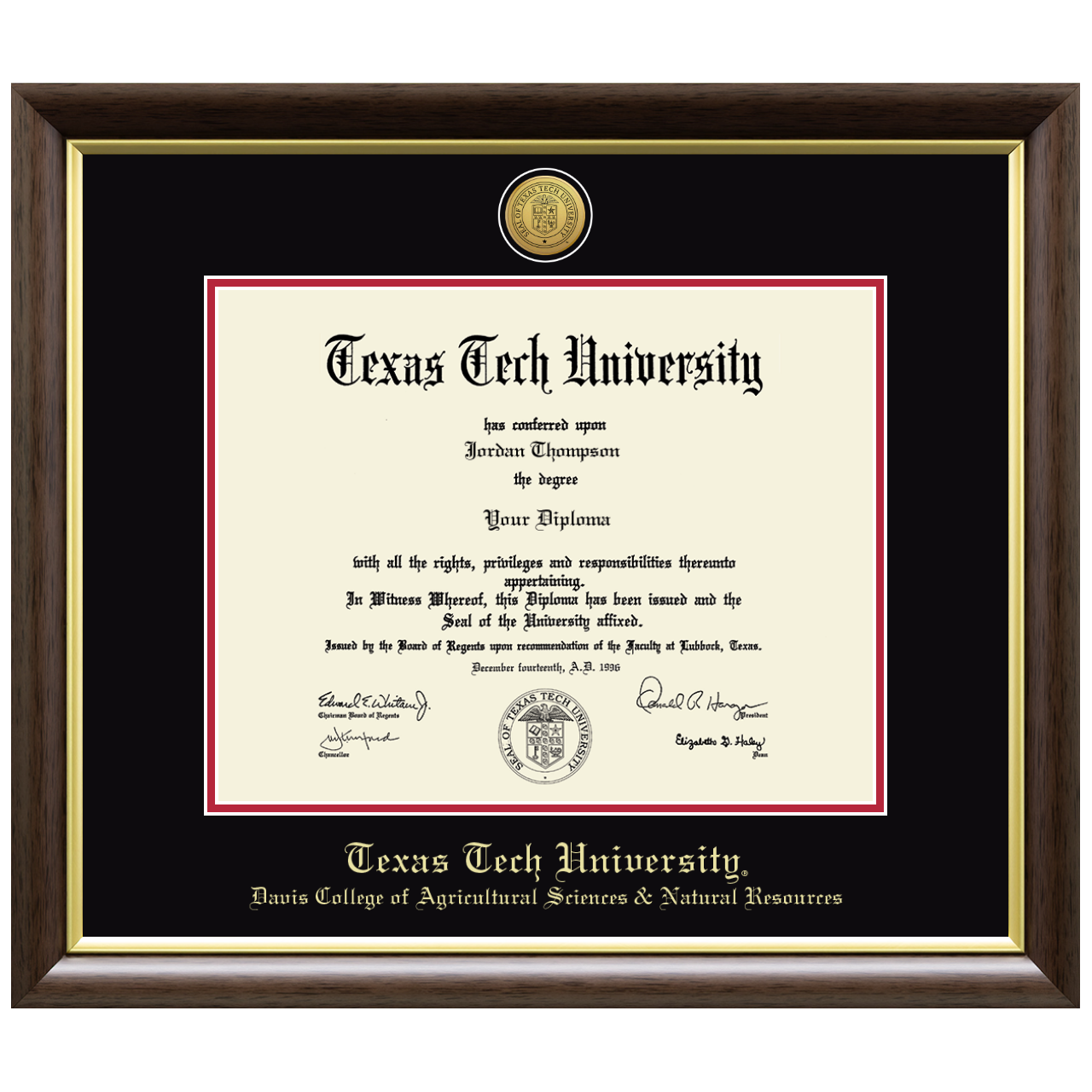 Gold Engraved Medallion Diploma Frame in Hampshire Texas Tech ...