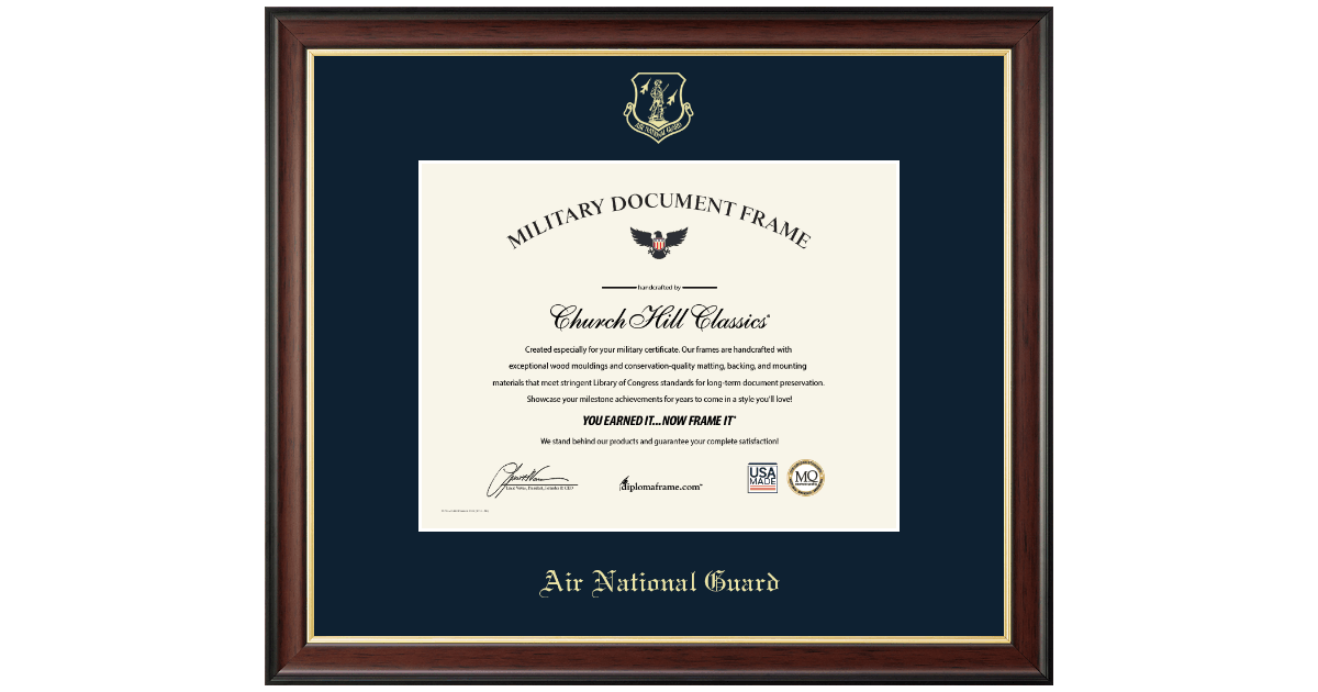 Air National Guard Honorable Discharge Certificate Frame in Studio Gold ...