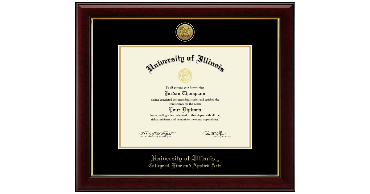 Gold Engraved Medallion Diploma Frame in Gallery University of Illinois ...